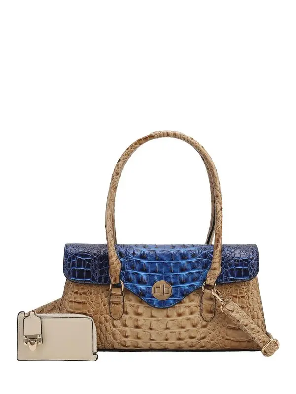 MKF COLLECTION - J'OMOR Liviana Croc-embossed Shoulder Bag - Blue