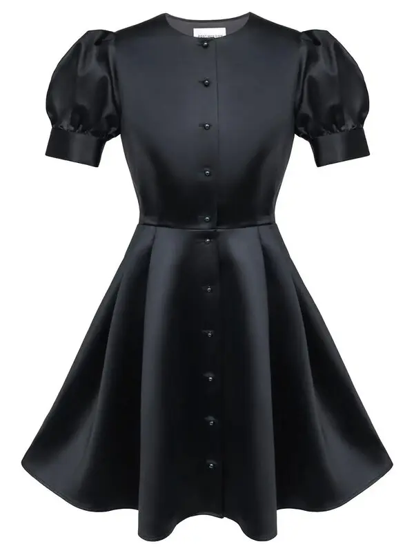 POST MERIDIEM Button Front Mini Dress - Black