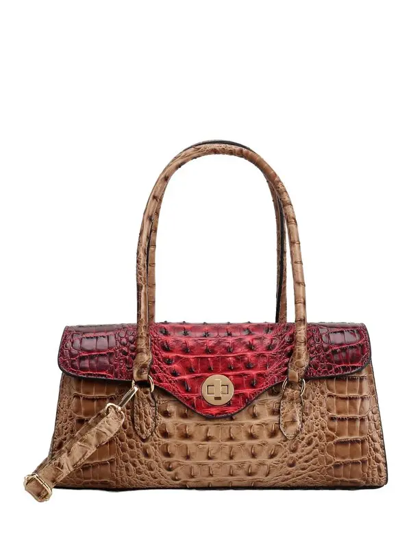 MKF COLLECTION - J'OMOR Liviana Croc-embossed Elongated Shoulder Bag - Red