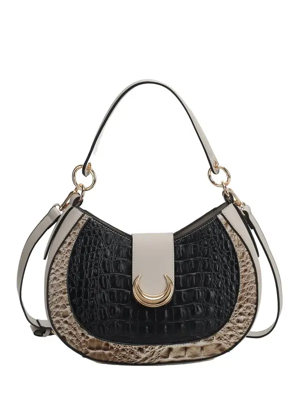 MKF COLLECTION - J'OMOR Jain Croc-embossed Shoulder Bag - Black