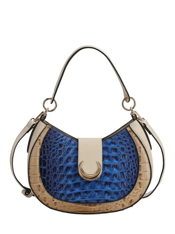 MKF COLLECTION BY MIA K. Jain Croc-embossed Shoulder Bag - Blue