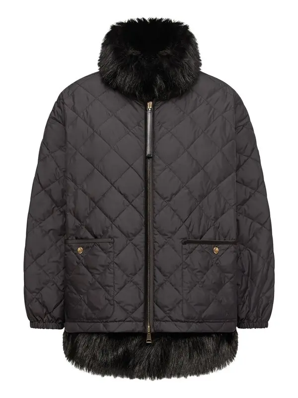 Moncler Chaleureux 3-in-1 Quilted Down Jacket With Faux Fur - Black