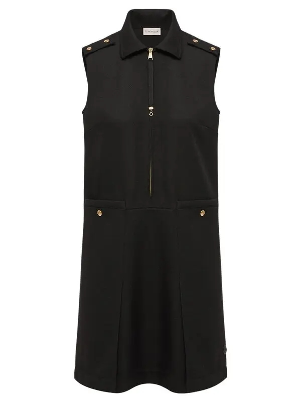 Moncler Wool Gabardine Shirt Dress - Black
