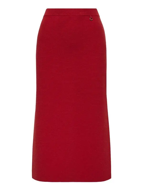 Moncler Wool & Cashmere Blend Midi Skirt - Red