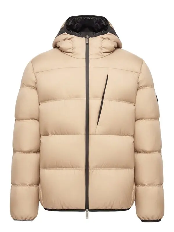 Moncler Poitevin Hooded Short Down Jacket - Beige