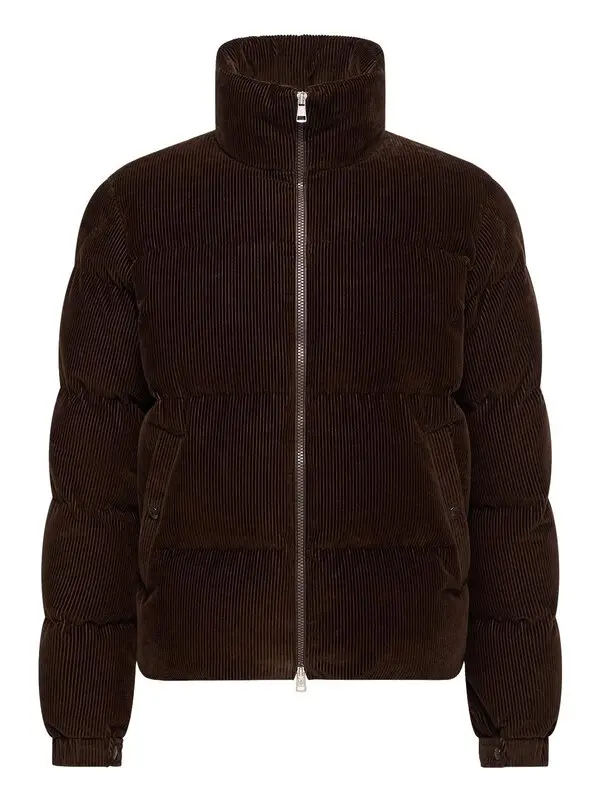 Moncler Esparron Corduroy Short Down Jacket - Brown
