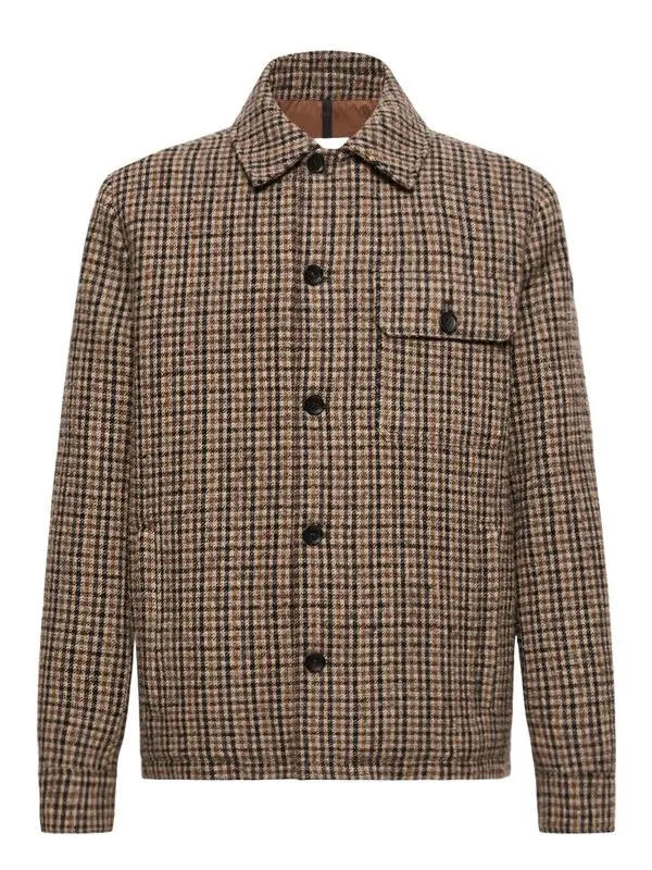 Moncler Norfol Wool Blend Down Shirt Jacket - Brown