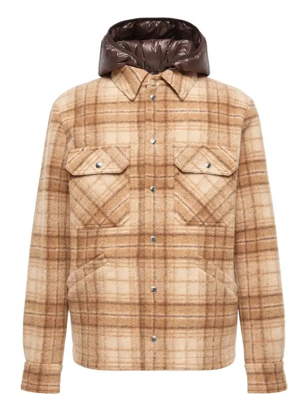 Moncler Nyvalin 3-in-1 Hooded Checked Shirt Jacket - Beige