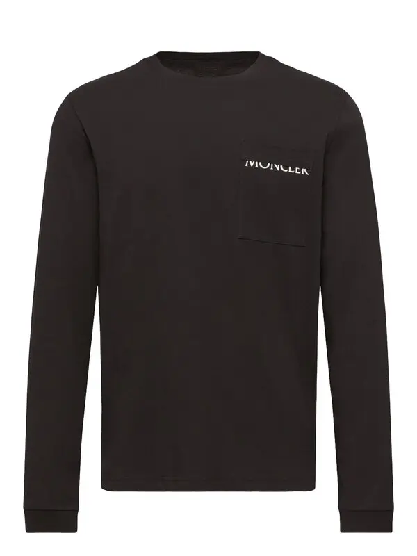 Moncler Logo Cotton Long Sleeve T-shirt - Black
