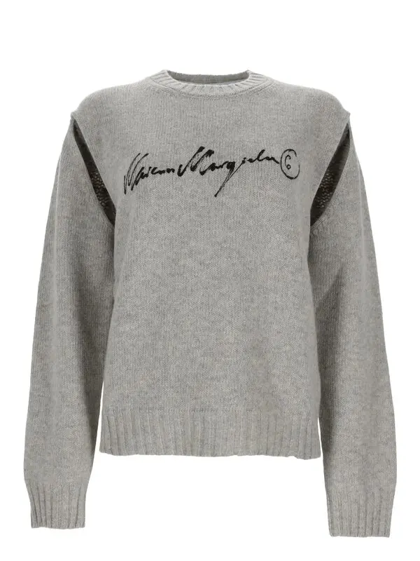 MAISON MARGIELA Wool Knit Logo Sweater - Grey