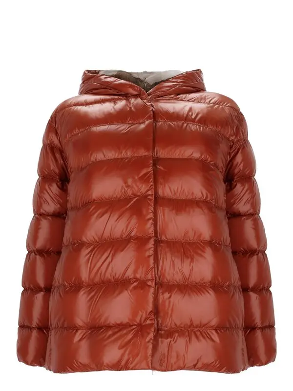 Herno Ultralight Nylon And Mink Effect Blend Puffer Jacket - Red