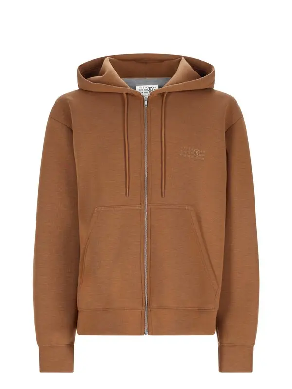 MAISON MARGIELA Felpa Con Zip E Cappuccio - Brown