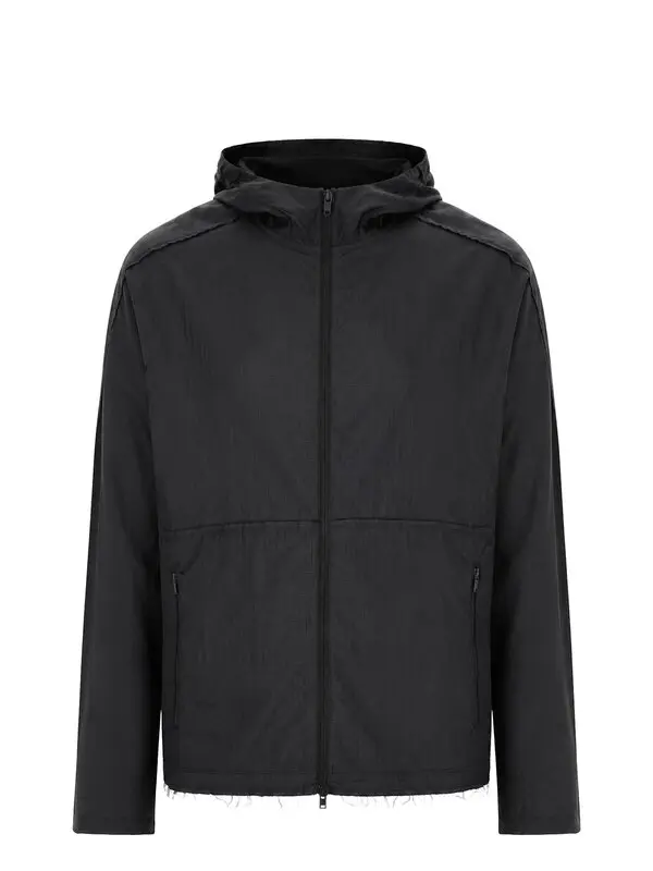 Y3 Giacca "running" Con Cappuccio E Zip - Black