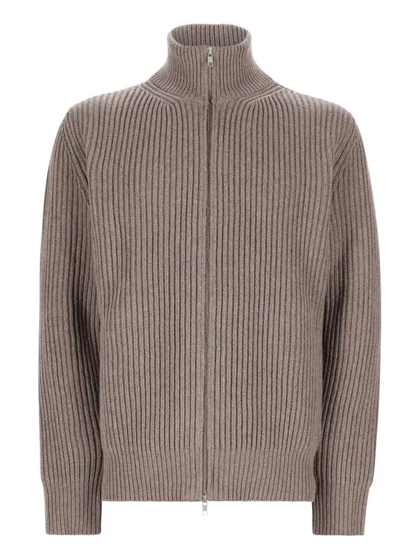 MAISON MARGIELA Ribbed Knit Zip-up Cardigan - Grey