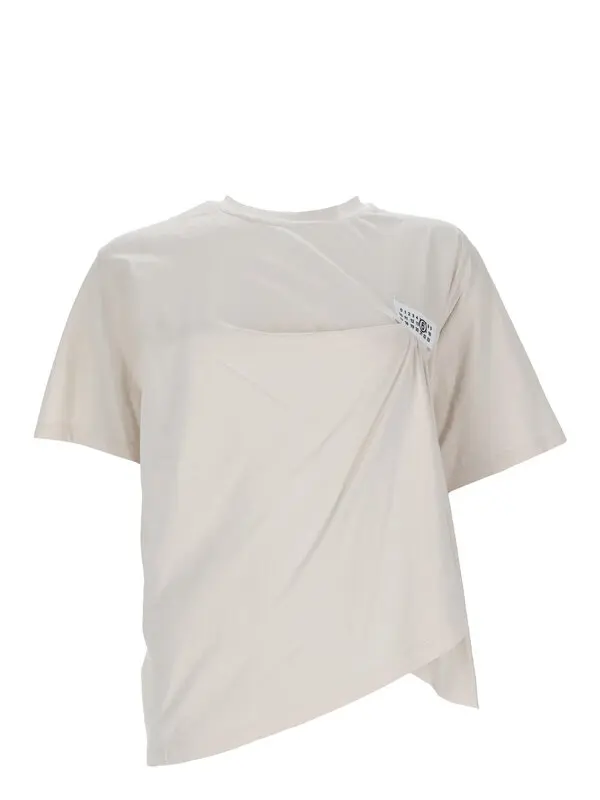 MAISON MARGIELA Draped Logo Patch T-shirt - Ivory