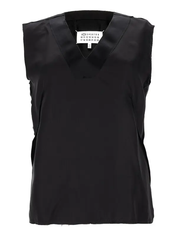 MAISON MARGIELA V-neck Silk Top - Black
