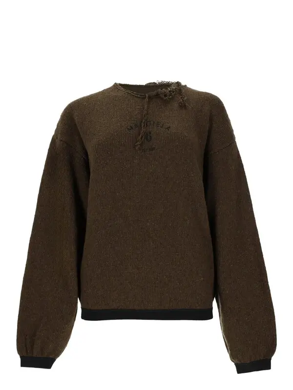 MAISON MARGIELA Knit Top With Fringed Detailing - Brown
