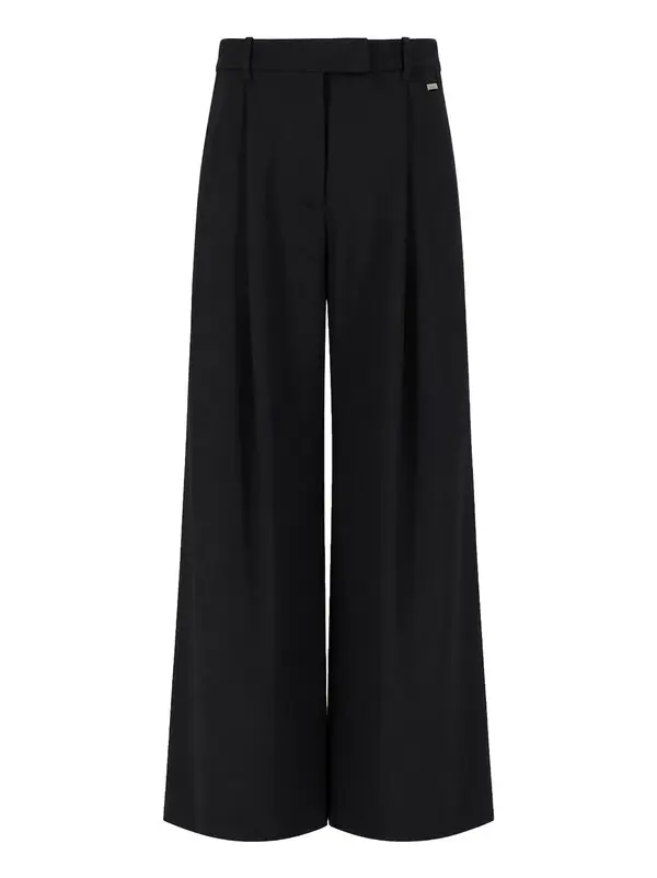 Herno Stretch Gabardine Wide-leg Trousers - Black