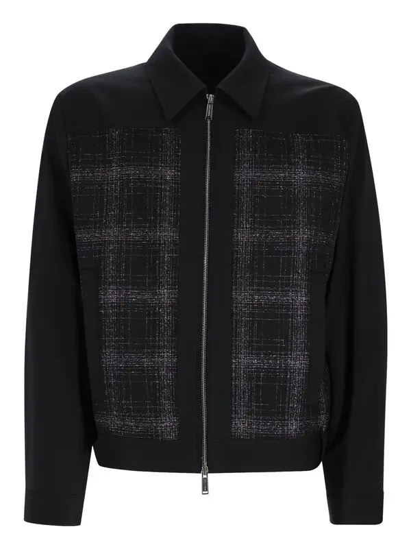 Dsquared2 Bomber Jacket With Checked Panel - Black