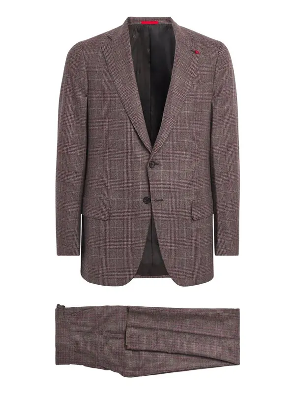Isaia Cashmere Check Domenico 2-piece Suit - Brown