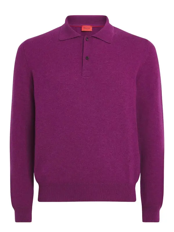 Isaia Cashmere Long-sleeve Polo Shirt - Red
