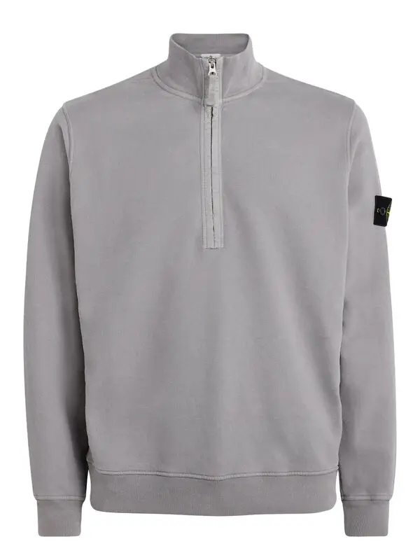 Stone Island Organic Cotton Half-zip Sweater - Grey