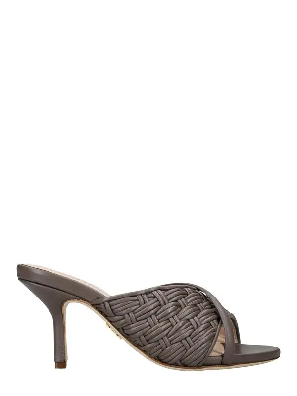 Rodo Mabella Woven Leather Heeled Mules 80 - Brown