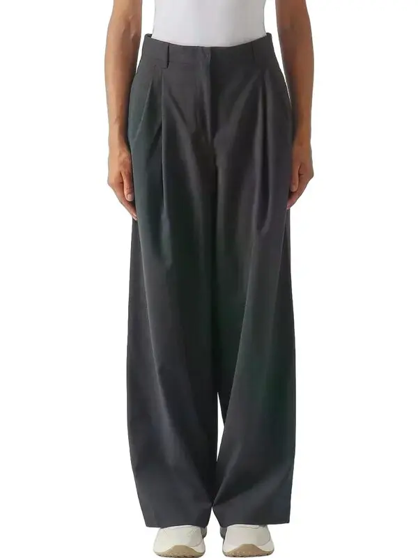 Max Mara Pleated Wool Wide Leg Trousers - Grey