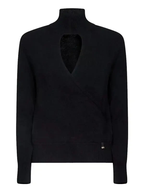 Herno Cut-out Wrap Effect Sweater - Black