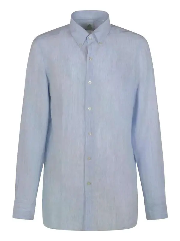 FINAMORE 1925 Vertical-stripe Button-down Shirt - Blue