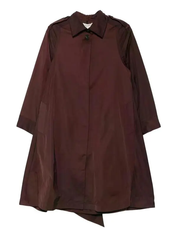PSOPHIA Pussy-bow Storm-flap Coat - Brown