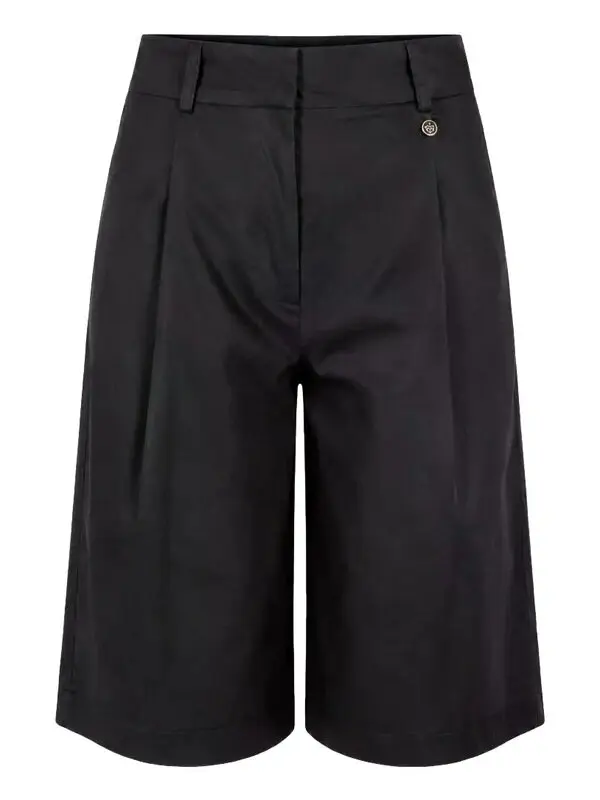 Liu Jo Pleated Logo Plaque Shorts - Black
