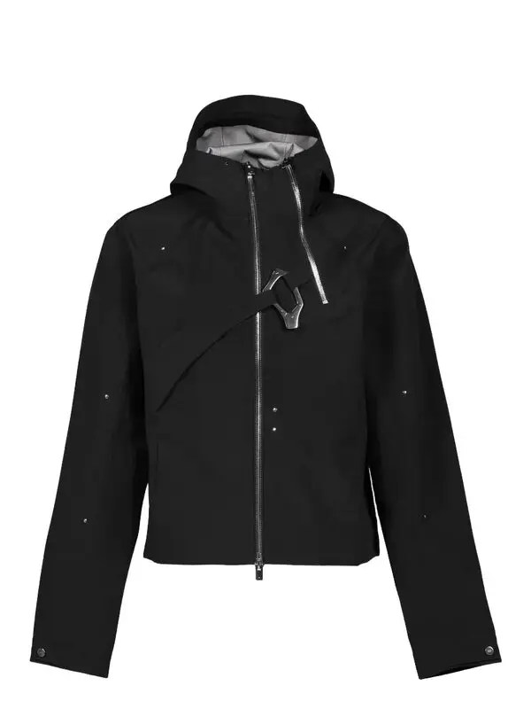 HELIOT EMIL Moire Technical Jacket With Carabiner Detail - Black