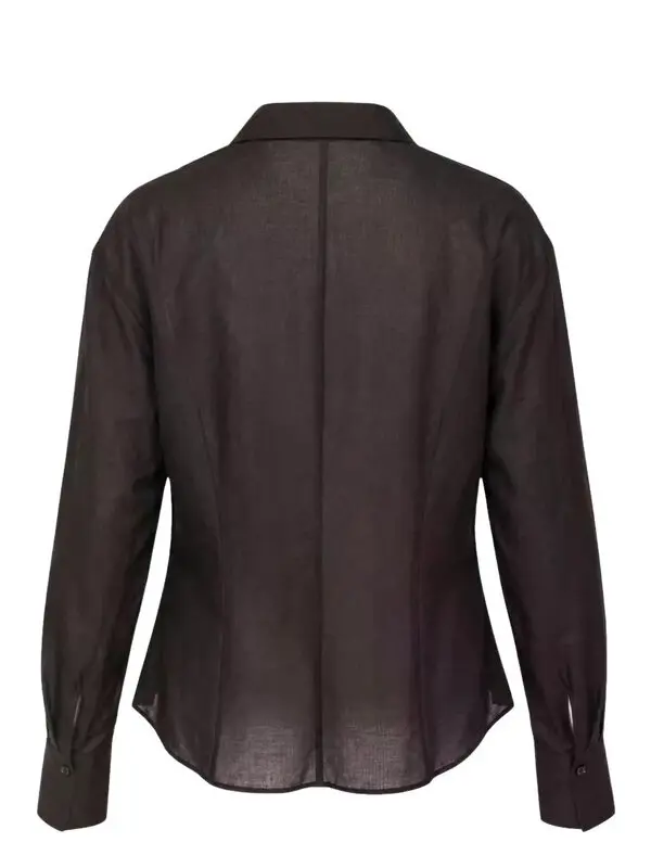 CLUB21 COLLECTION Juliette Draped Silk-blend Top - Brown