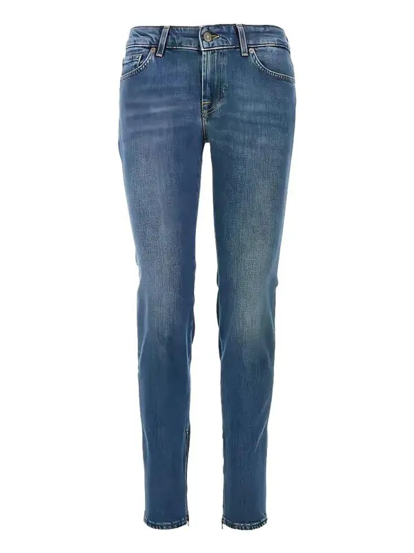 7 For All Mankind Whiskered Zip-detail Jeans - Blue
