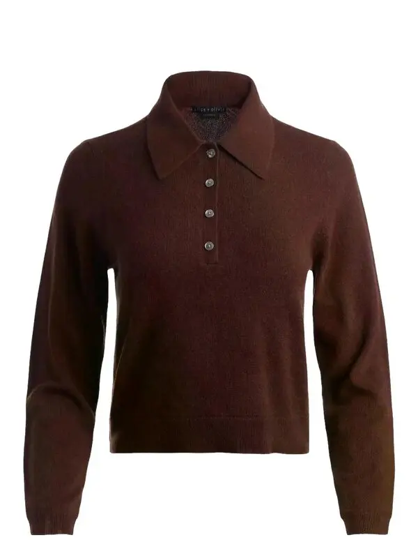 Alice + Olivia Trevor Cropped Polo Sweater - Brown