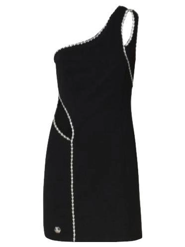 Philipp Plein Embellished Cut-out One-shoulder Mini Dress - Black
