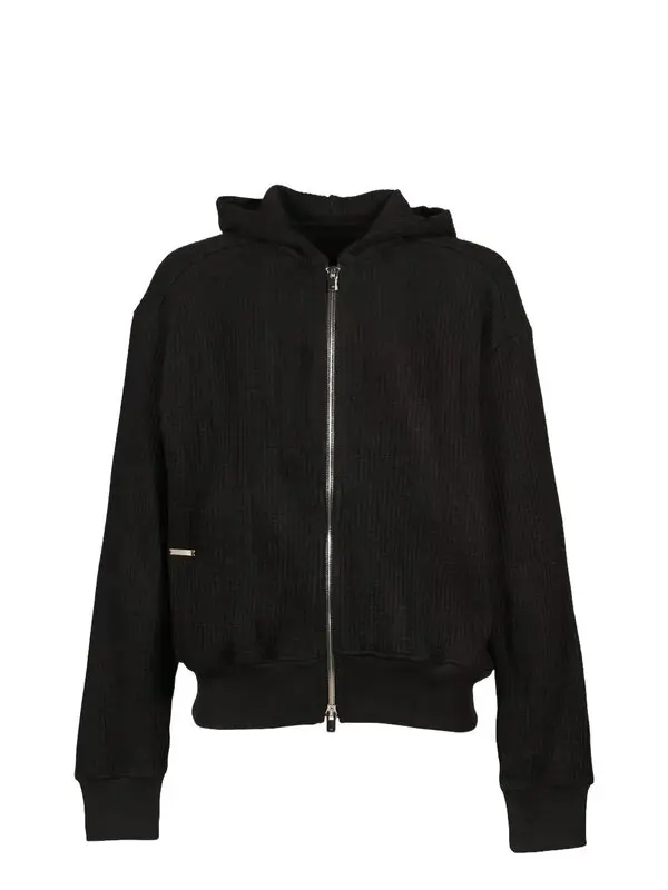 HELIOT EMIL Waffle-knit Full Zip Hoodie - Black