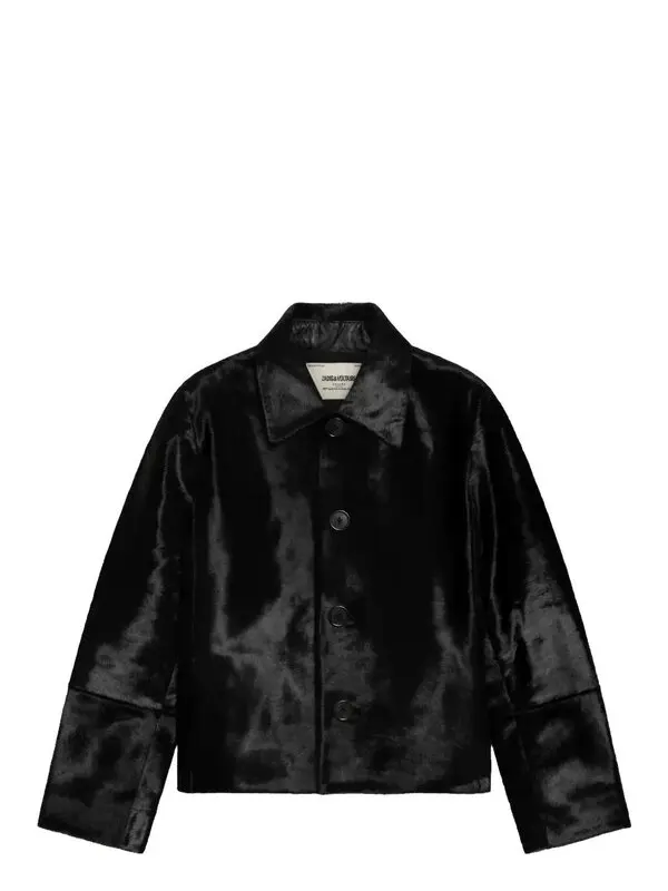 Zadig&Voltaire Lessa Cropped Pony-effect Leather Jacket - Black