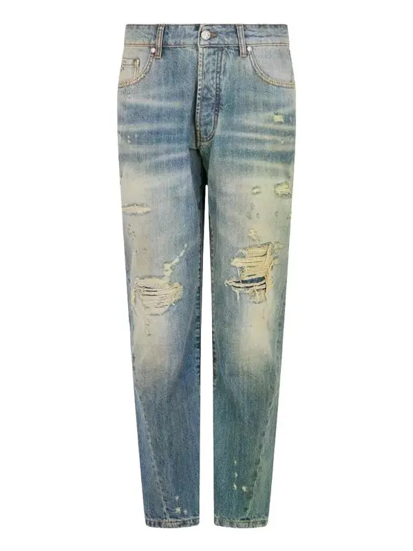 John Richmond Distressed Faded Jeans - Blue