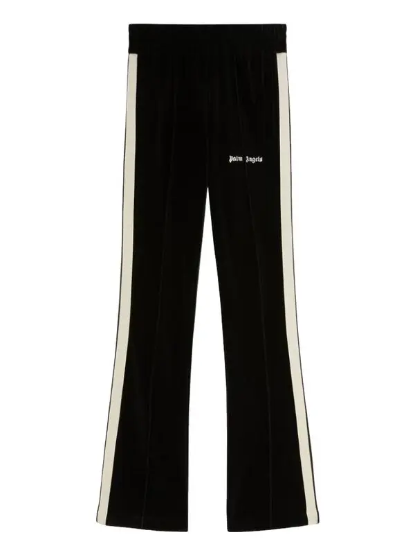 Palm Angels High Waisted Track Pants With Side Stripes And Logo Embroidery - Black