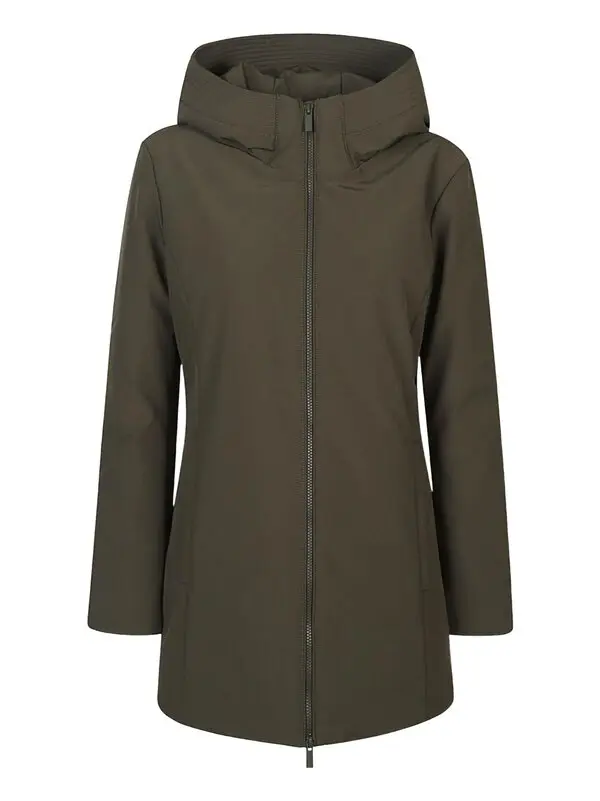 Woolrich Zip-up Hooded Coat - Black