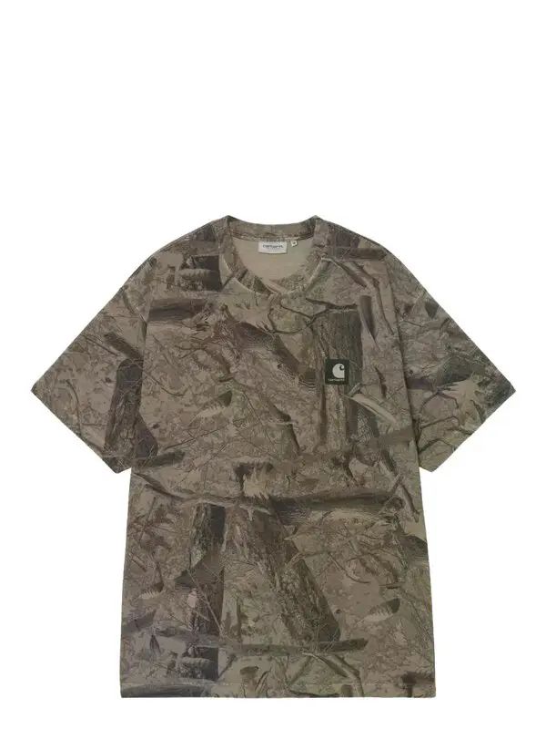 Carhartt Work In Progress Feather Tree Camouflage-print Logo-patch T-shirt - Brown
