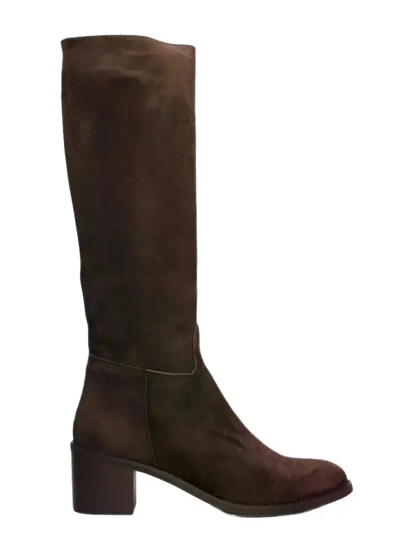 JULIE DEE Suede Block-heel Boots - Brown