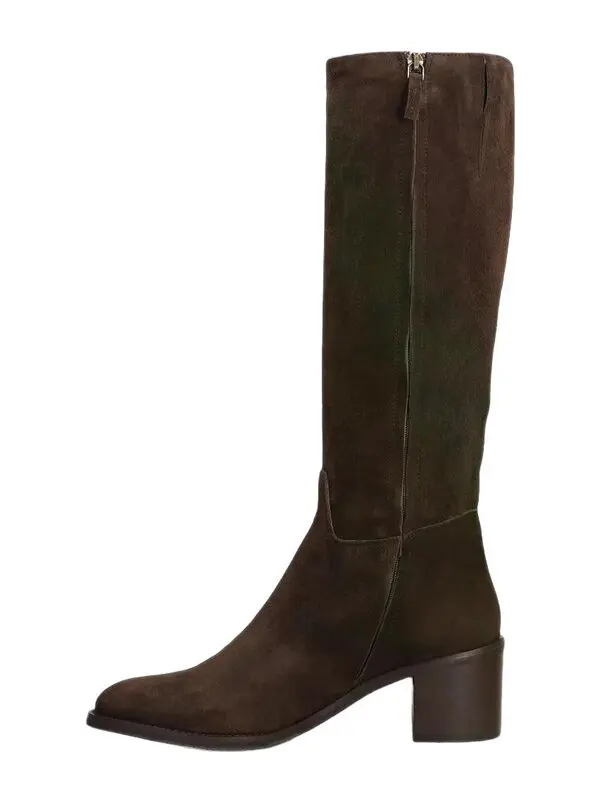 JULIE DEE Suede Block-heel Boots - Brown