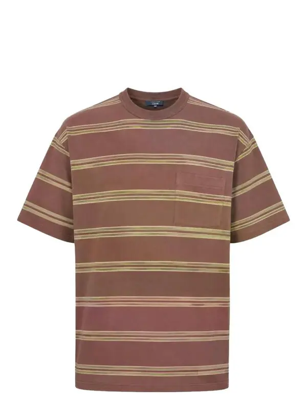 Comme Des Garçons Striped Chest-pocket T-shirt - Brown