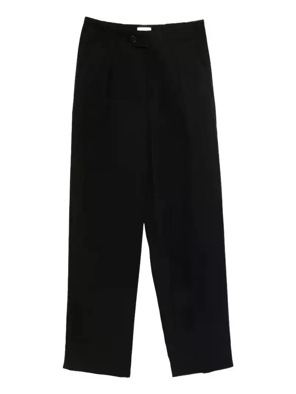 Closed Pleated Detail Tapered Trousers - Black