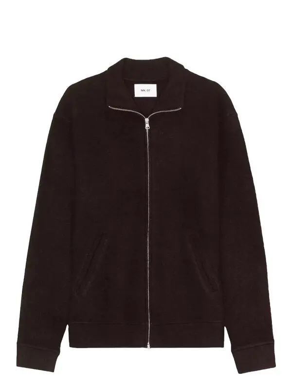 Nn07 Boiled Merino Zip-up Sweater - Brown