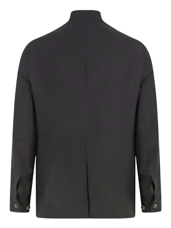 HEVO Mandarin Collar Button-up Jacket - Brown