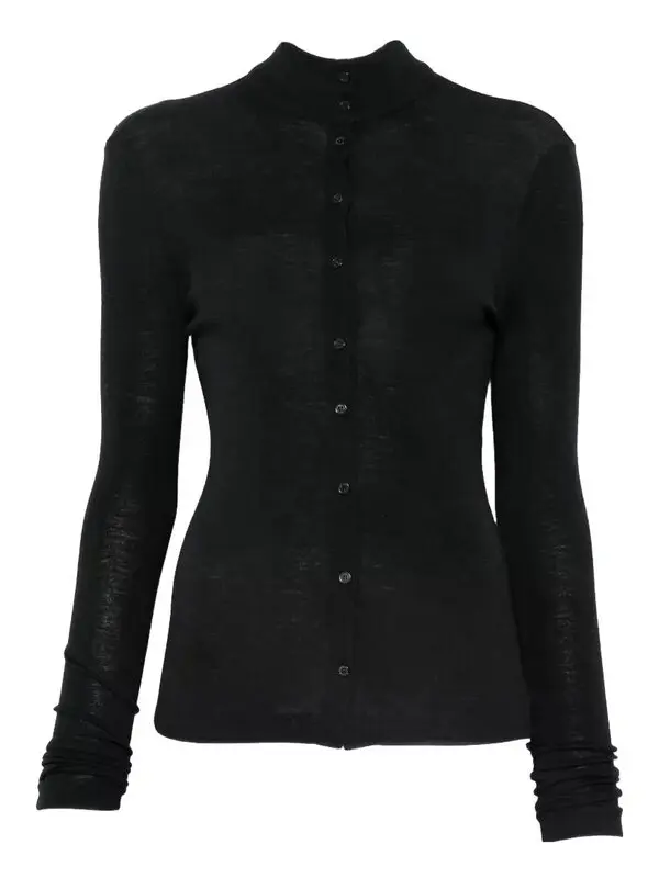ALYSI Button-up Turtleneck Sweater - Black